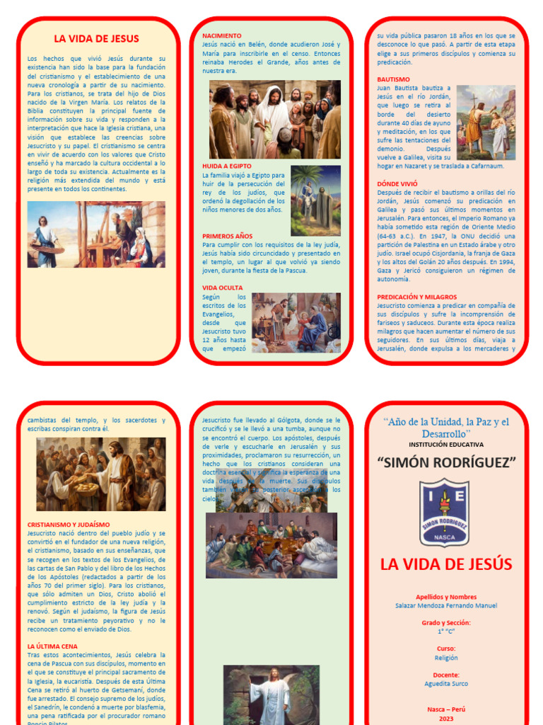 Triptico La Vida de Jesus | PDF | Jesús | Natividad De Jesus