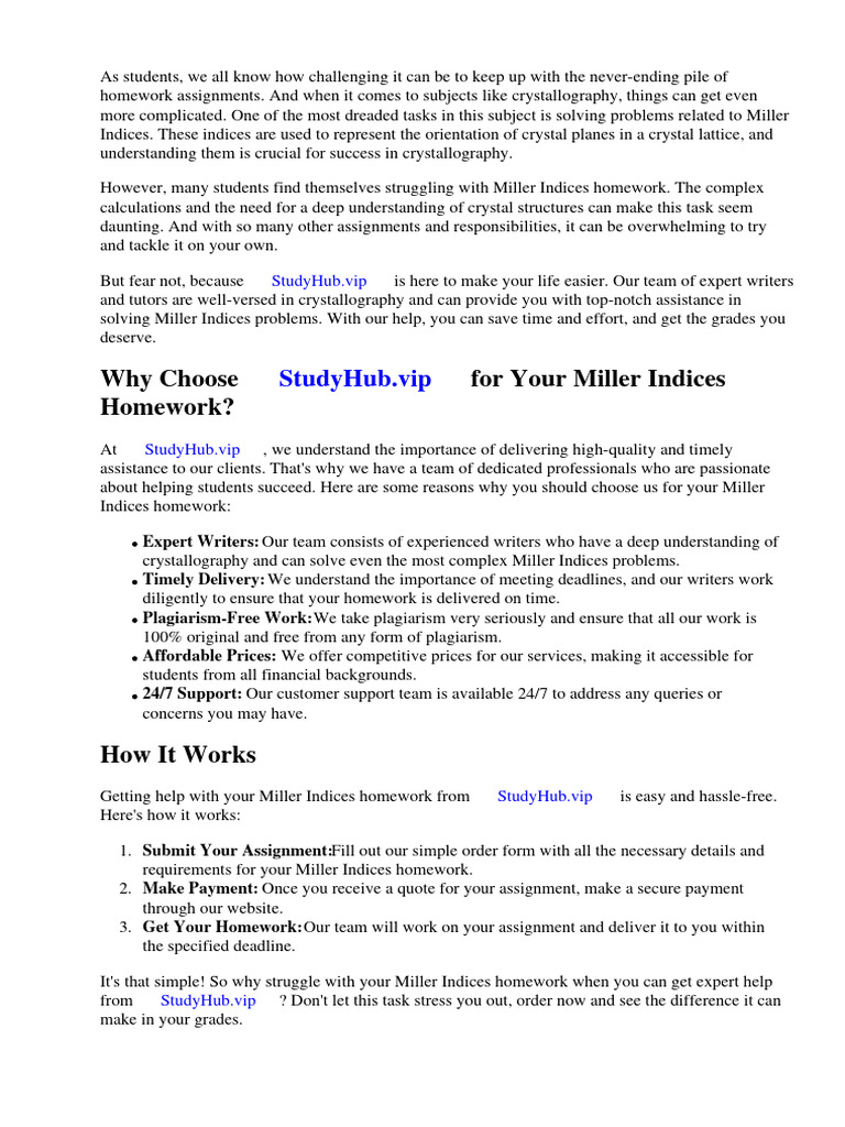 Miller Indices Homework | PDF | Crystal Structure | Condensed Matter ...