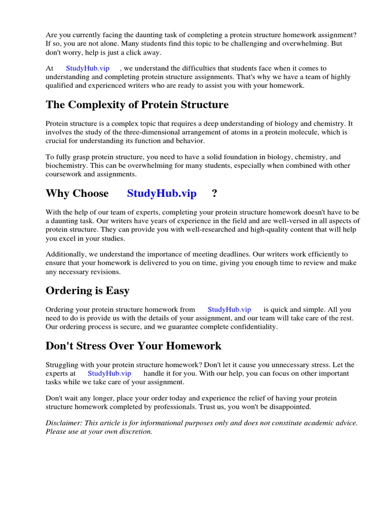 Protein Structure Homework | PDF | Proteins | Amino Acid