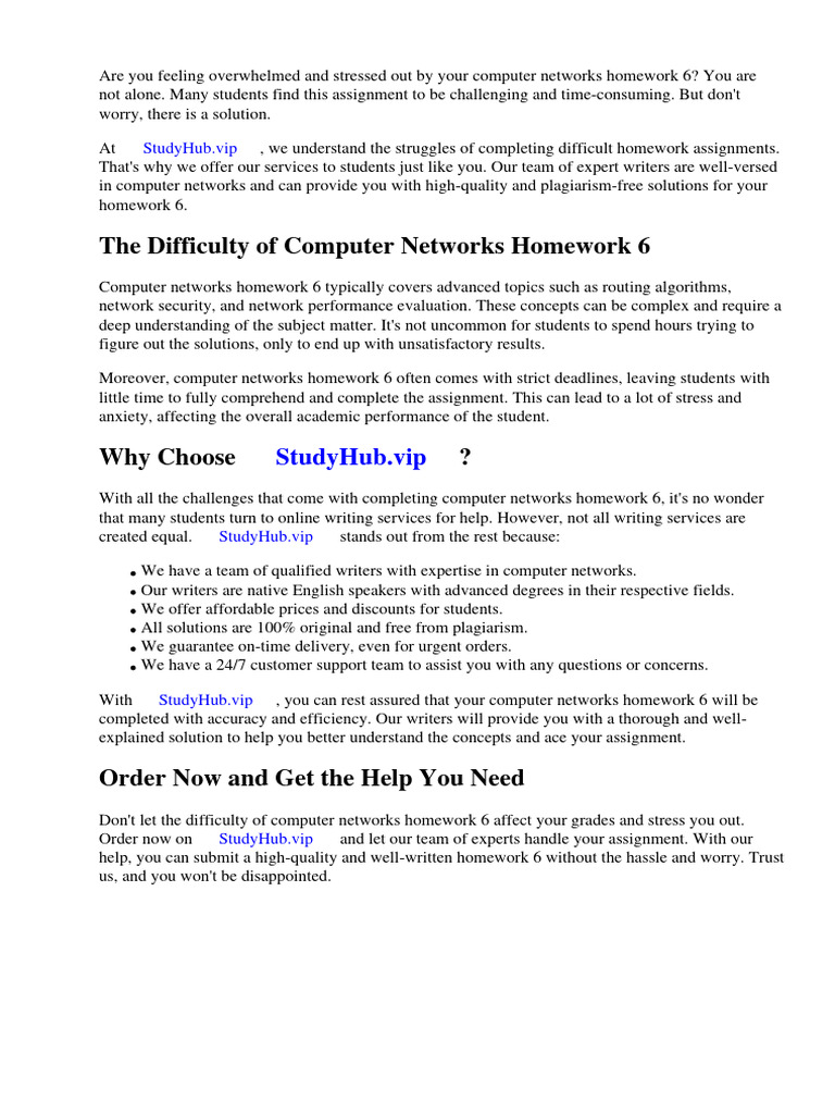 Computer Networks Homework 6 | PDF | Homework | Computing