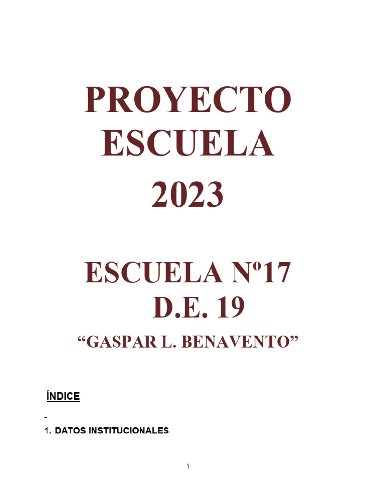 Proyecto escuela 2021 | PDF | Enseñando | Aprendizaje