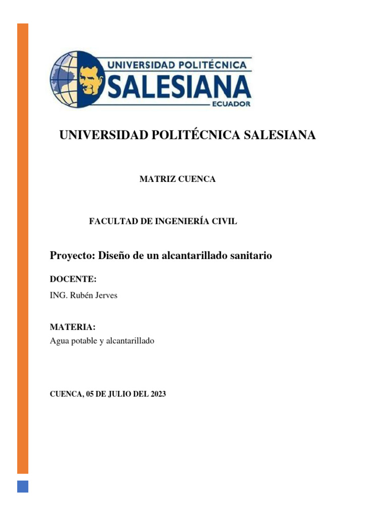 Memoria Tecnica - Guallpa y Alvarez | PDF | Alcantarillado | Aguas ...