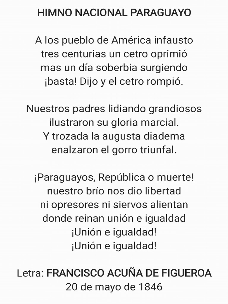 Himno Nacional Paraguayo | PDF
