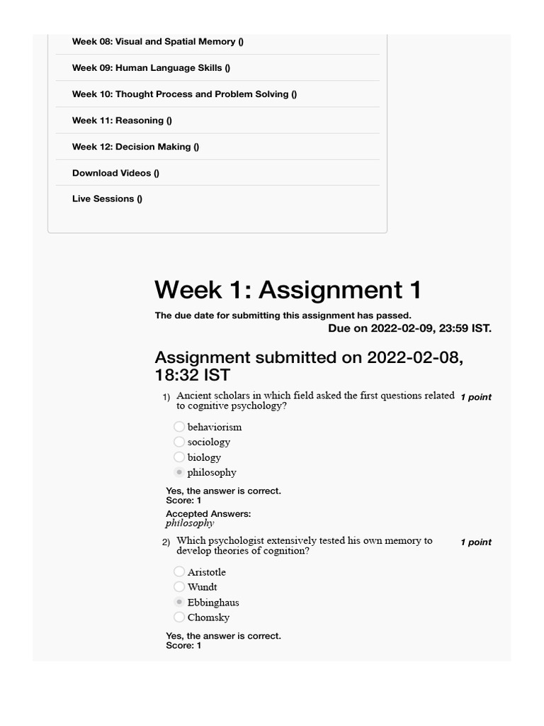 Nptel Itcp 2022 Assignments Combined | PDF | Recall (Memory) | Perception