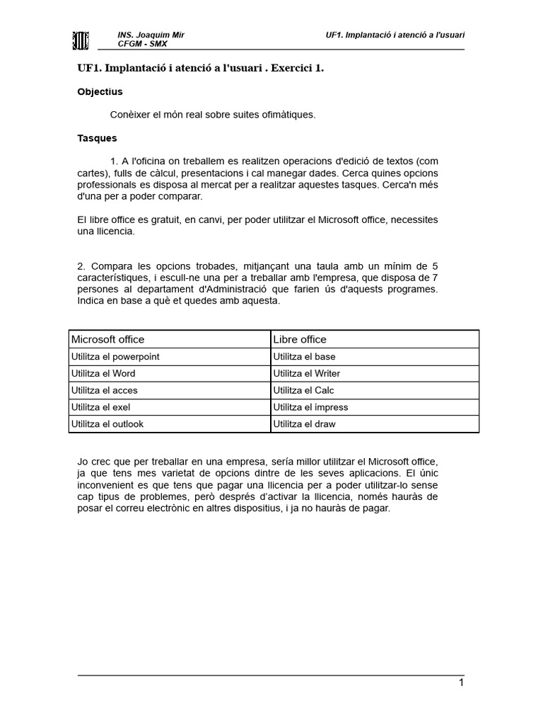 SMX M3 UF1 Exercici - 1 | PDF