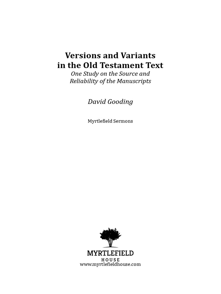 Bible Versions and Variants in The Old Testament Text DWG 1 | PDF ...