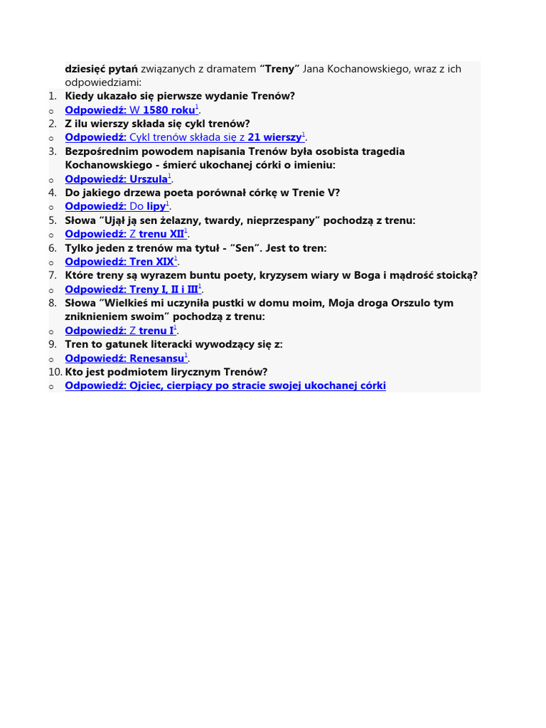 Treny Kochanowskiego | PDF