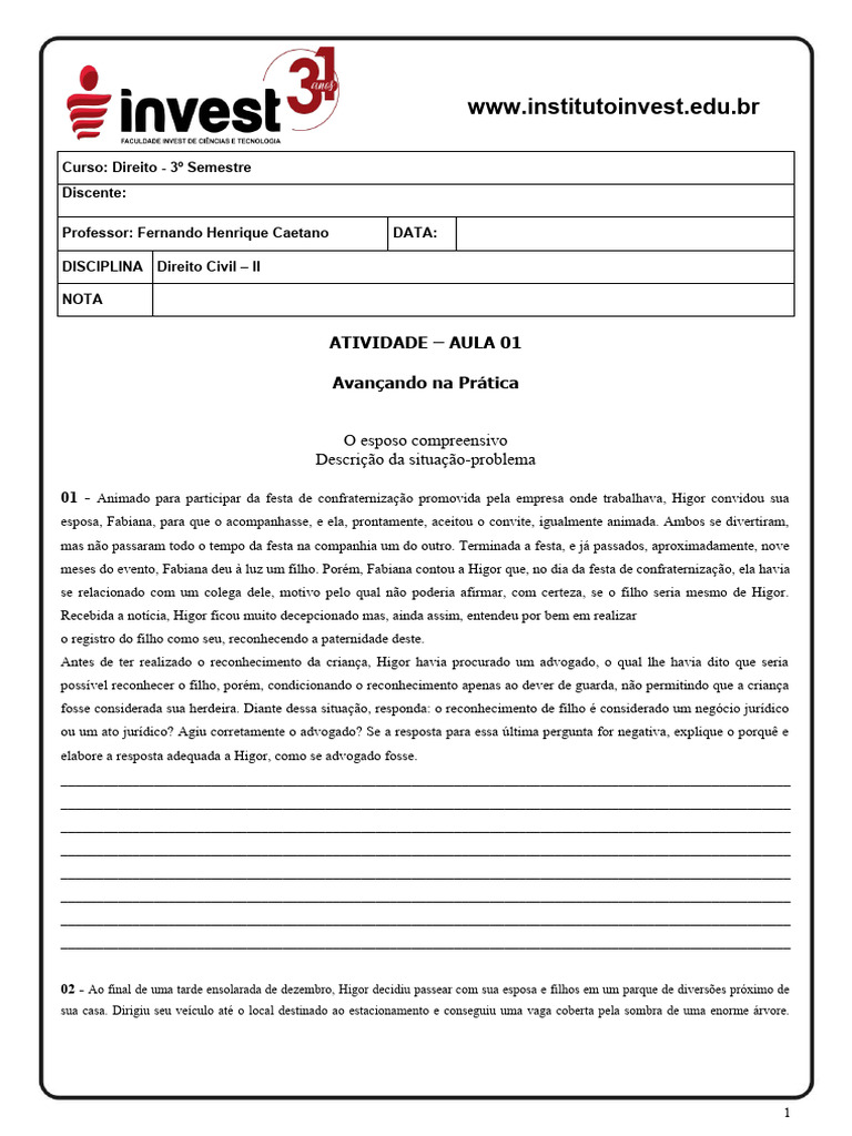 Atividade Da Aula 01 | PDF | Advogado