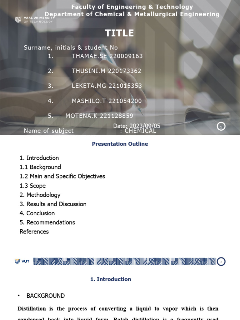 Distillation Presentation (Edited) (TheOne) .PPTX (Autosaved) | PDF | Distillation | Density