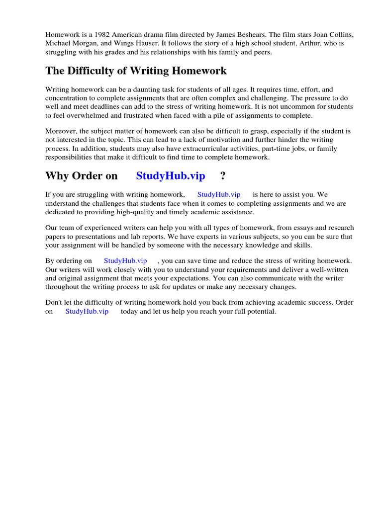Homework 1982 Movie Wiki | PDF | Homework