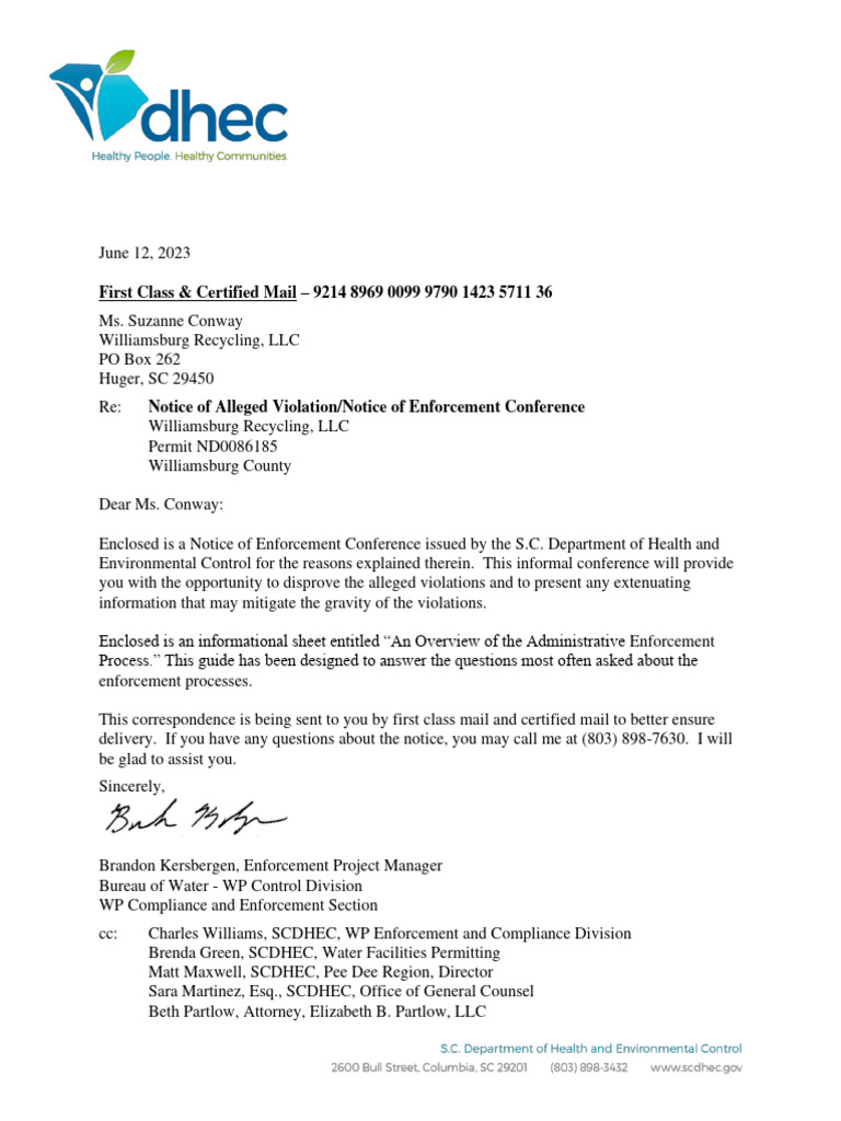 Williamsburg Recycling Notice of Alleged Violation | PDF ...