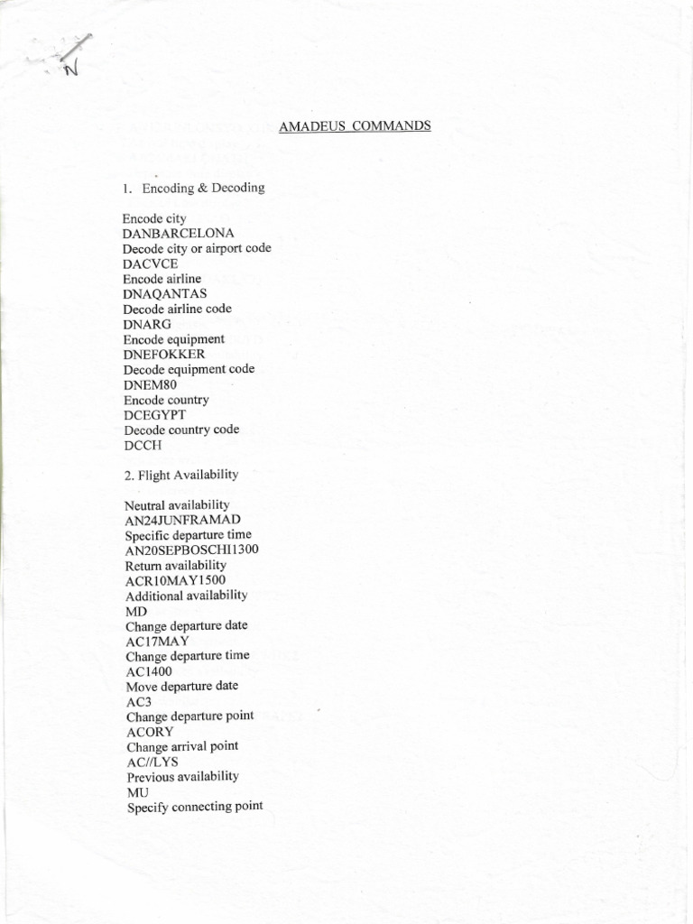 Amadeus Commands | PDF