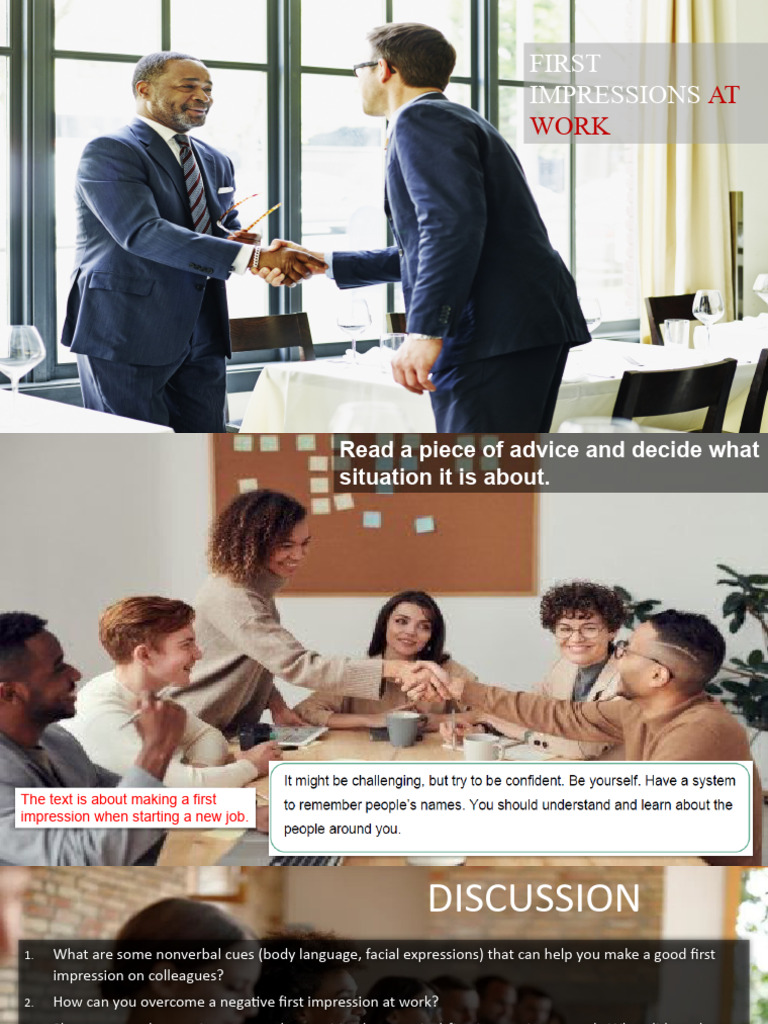 First Impressions in the Workplace | PDF | Vocabulary | Learning
