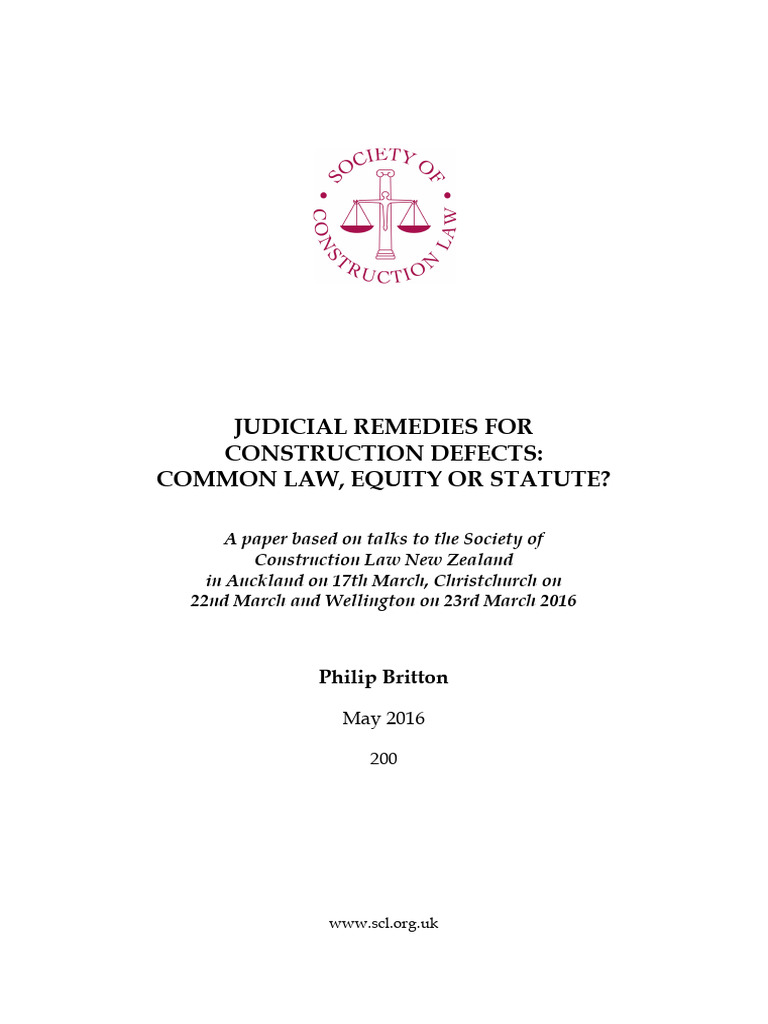 Judicial Remedies for Construction Defects | PDF | Damages | Tort