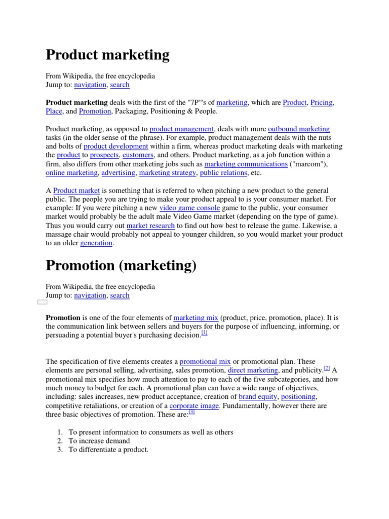 Product Marketing | PDF | Promotion (Marketing) | Sales