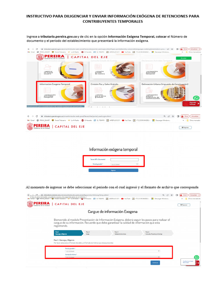 Instructivo para Diligenciar y Enviar Informacion Exogena de Retenciones Temporales - 596 | PDF ...