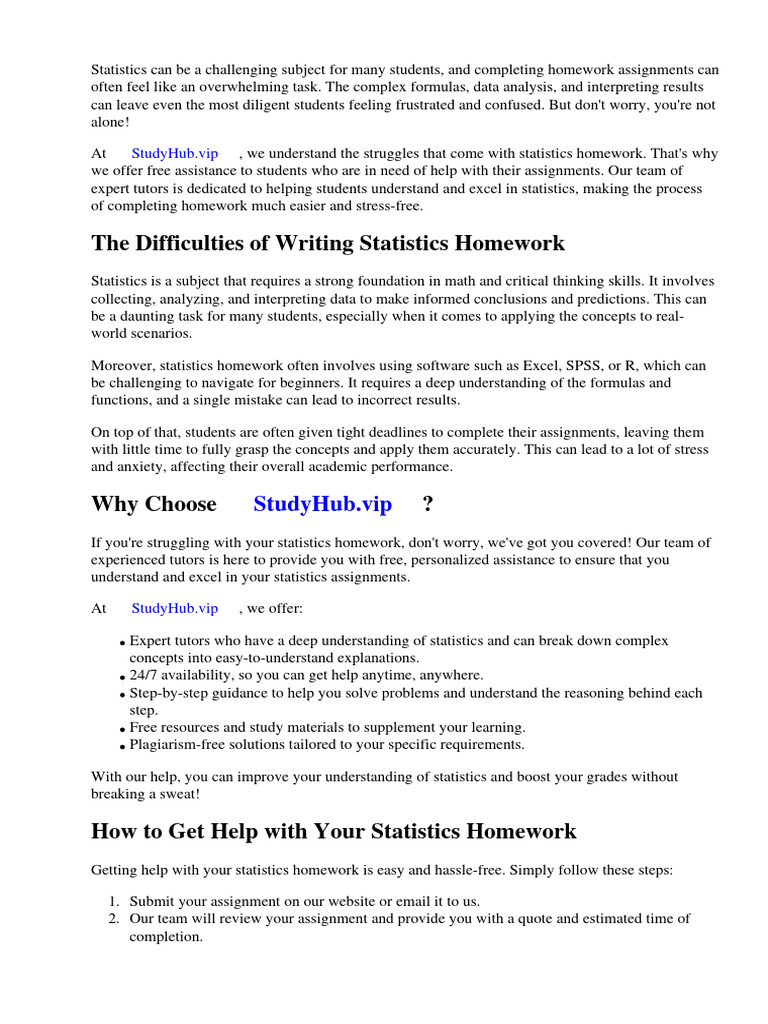 Free Statistics Homework Help Online | PDF | Statistics | Homework
