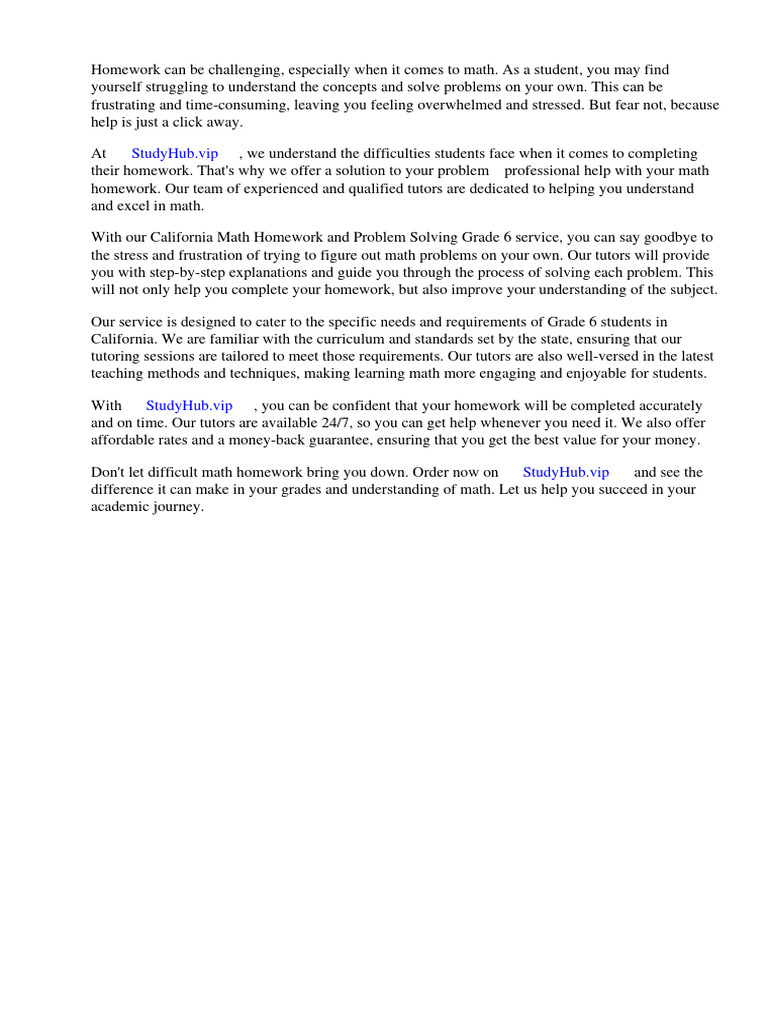 California Math Homework and Problem Solving Grade 6 | PDF ...