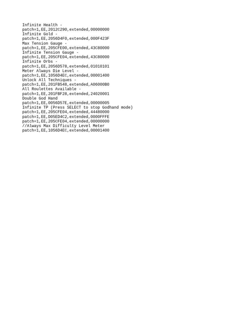 God Hand Angra Revenge Cheat All - Pnach | PDF