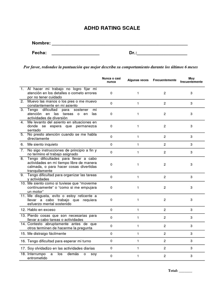 ADHD_RATING_SCALE | PDF | Desorden hiperactivo y deficit de atencion