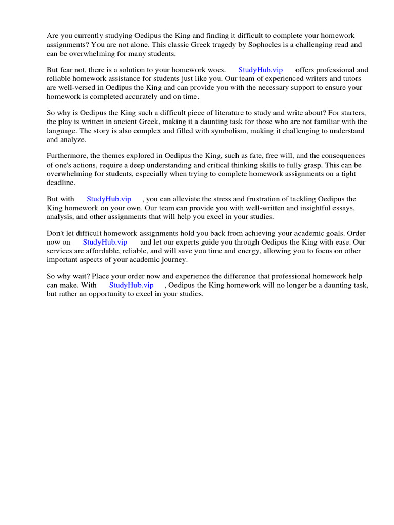 Oedipus The King Homework | PDF