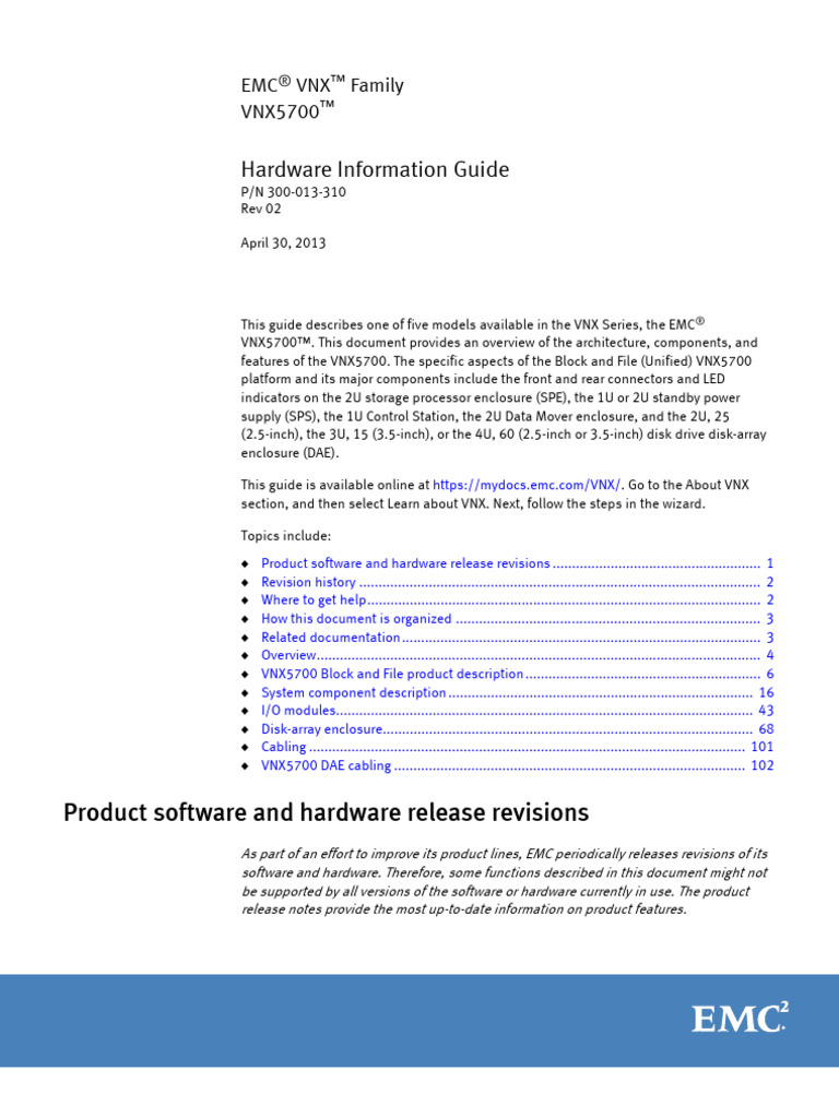 Docu41764 VNX5700 Hardware Information Guide | PDF | Usb Flash Drive | Computer Networking
