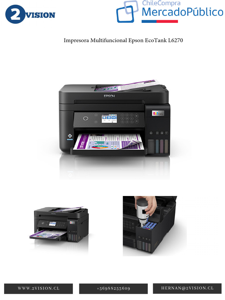 Especificaciones Impresora Epson Ecotank L6270 | PDF
