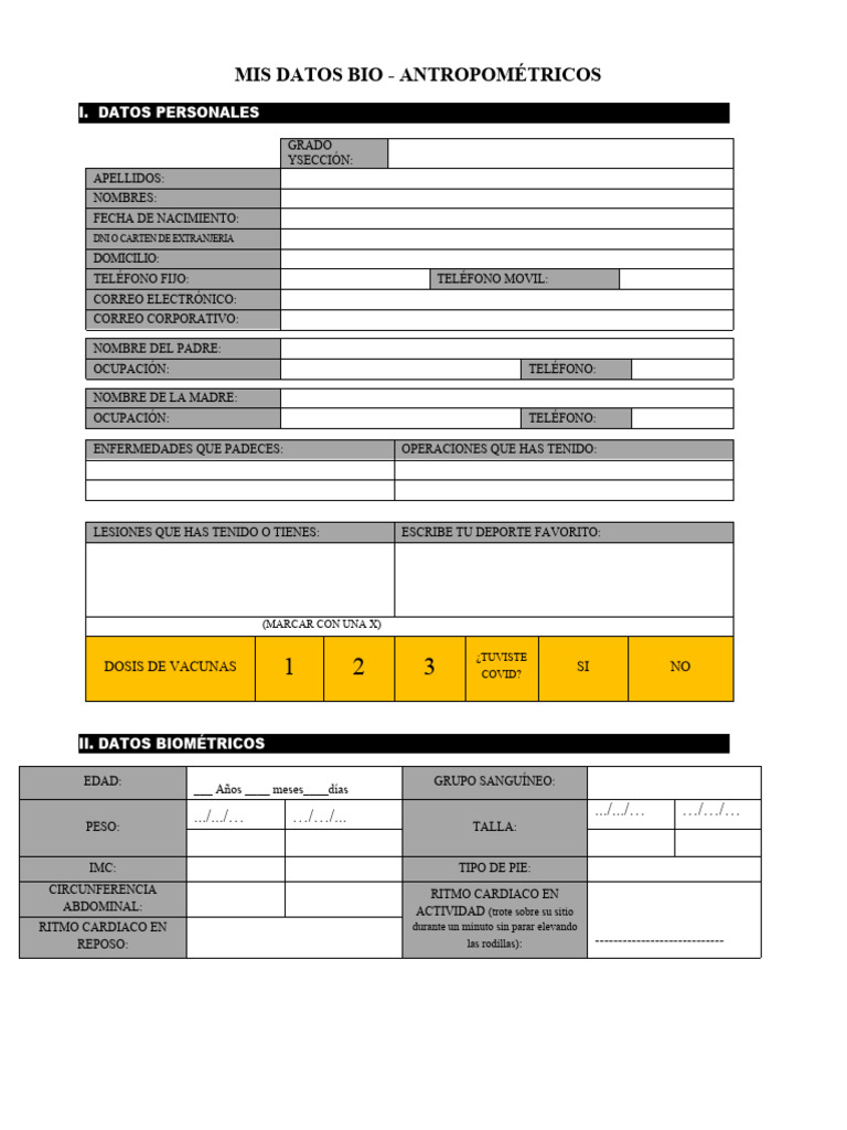 Fichas Antropometricos 5090 | PDF