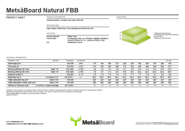 MetsäBoard Natural FBB Overview | PDF | Secondary Sector Of The Economy ...