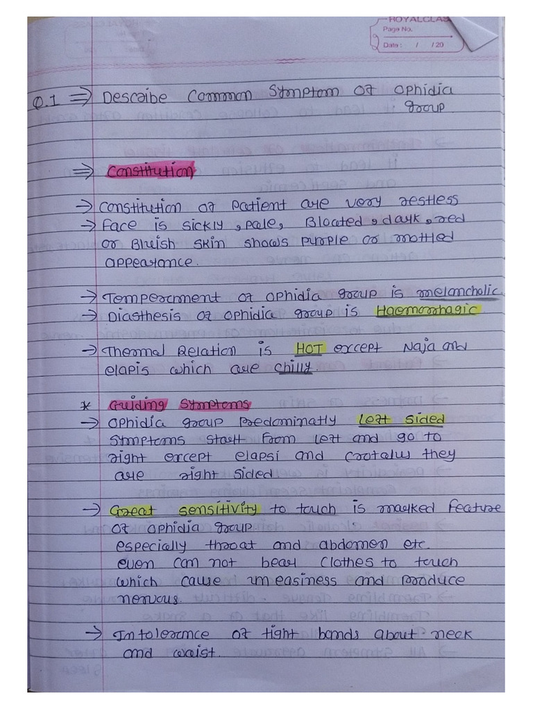 Group study of materia medica ophidia acid carbon group notes | PDF