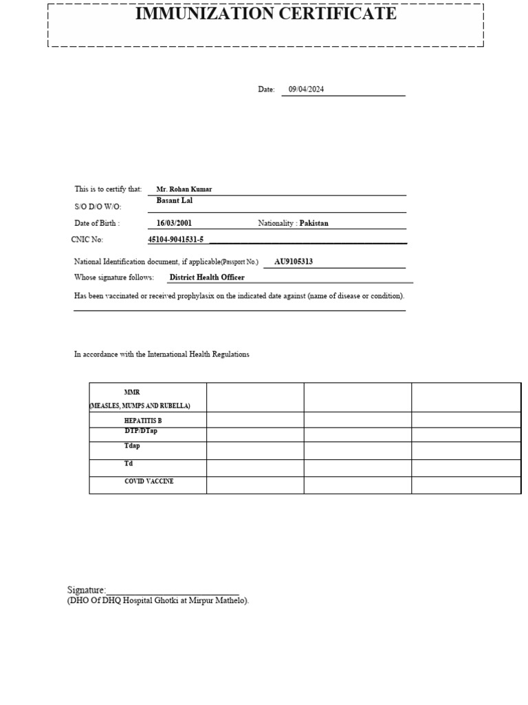 Sample ICV Certificate | PDF