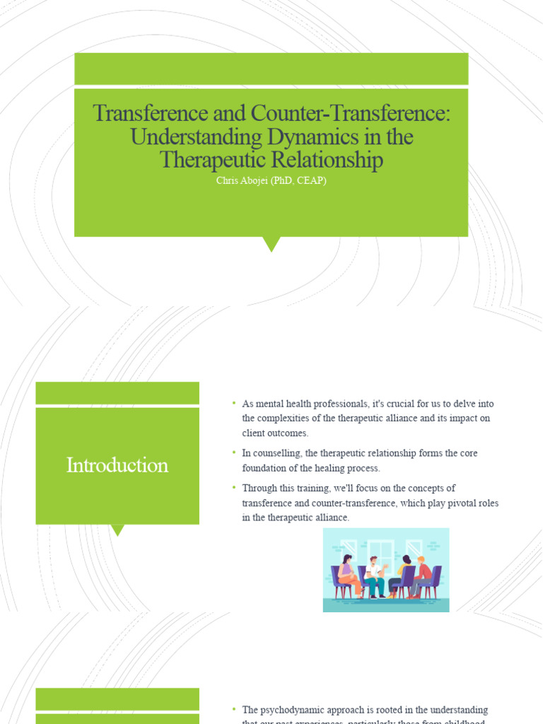 Transference and Counter-Transference - Understanding Dynamics in The Therapeutic Relationship ...
