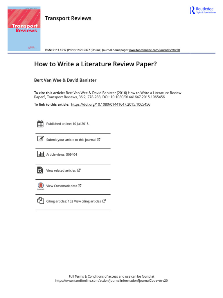 How to Write a Literature Review Paper_ | PDF | Methodology | Meta Analysis