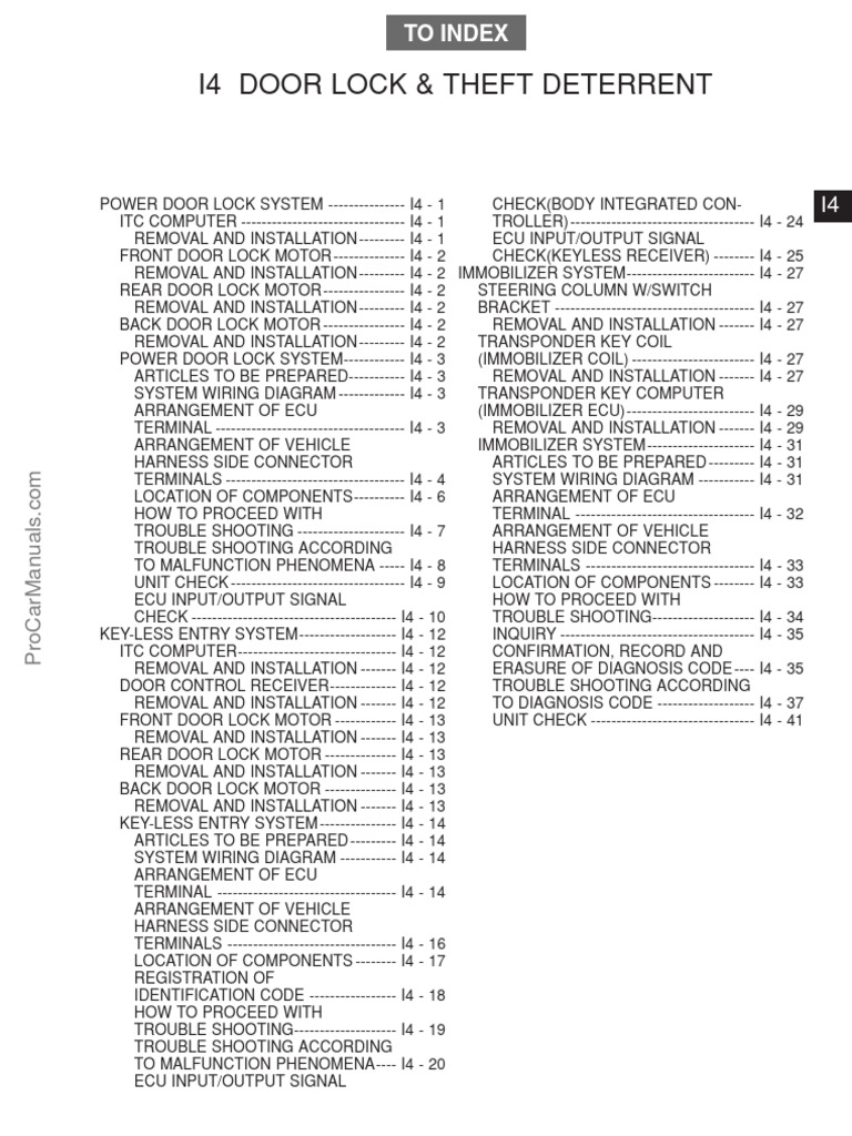 Daihatsu Sirion Model m300 Series Service Manual No9890 Door Lock Theft ...