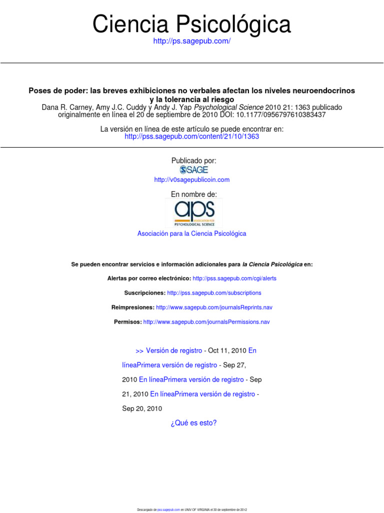 poses de poder traducido en español | PDF | Comportamiento | Cortisol