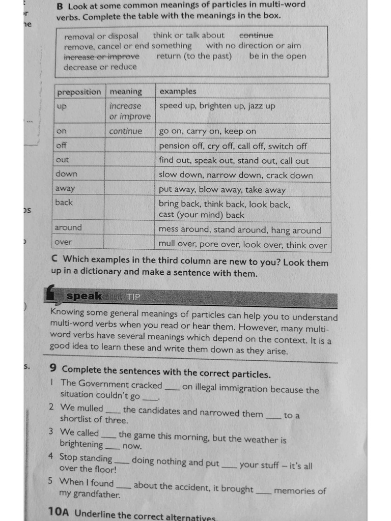 U 3 Phrasal Verbs Prepo Exercise | PDF