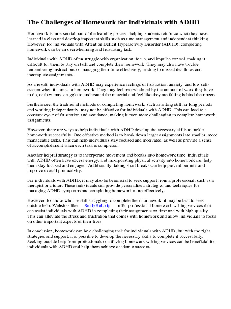 Homework Skills For Adhd | Download Free PDF | Attention Deficit ...