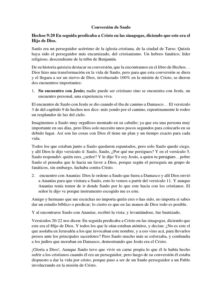 De Perseguidor a Apóstol: La Transformación de Saulo | PDF | Pablo el ...