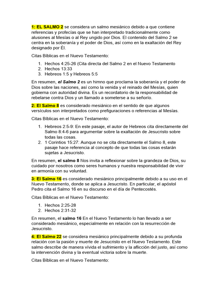 Salmos Mesiánicos en la Biblia | PDF | Salmos | Mesías