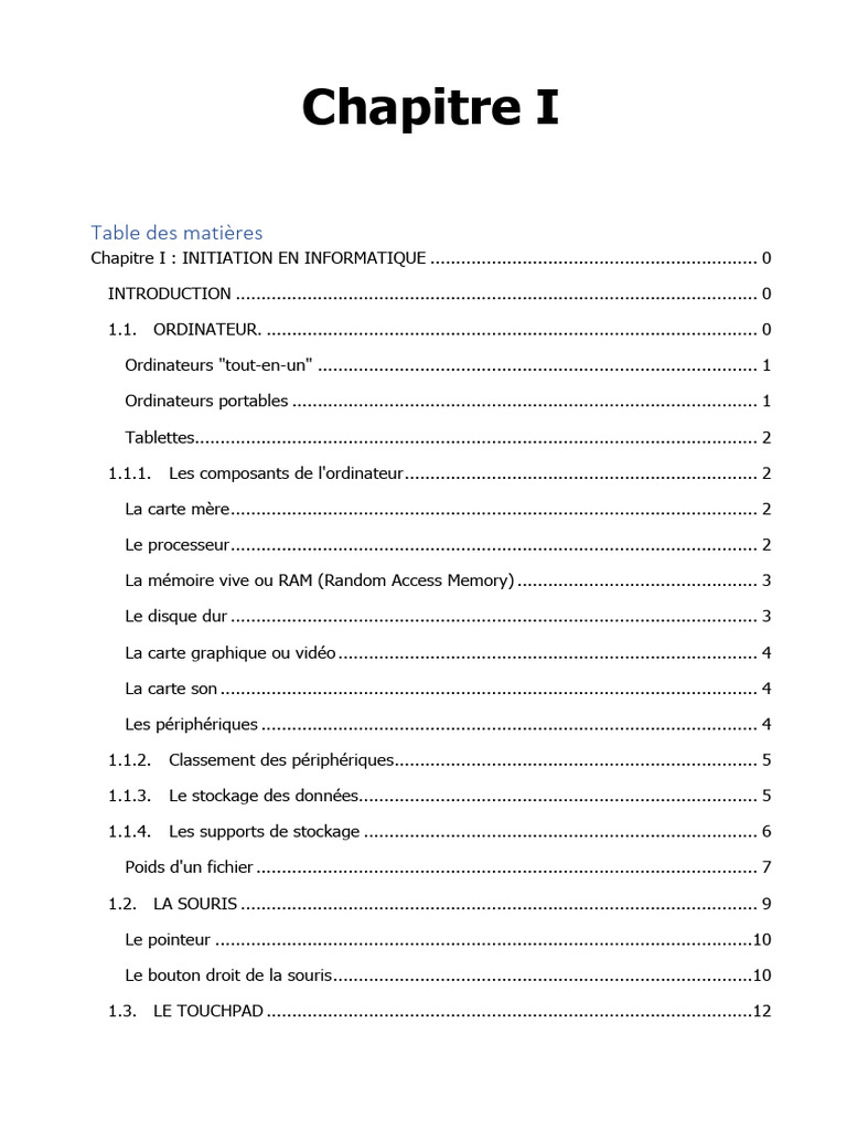 2022-2023-Chap 1 Initiation Informatique | PDF | Clavier d'ordinateur ...