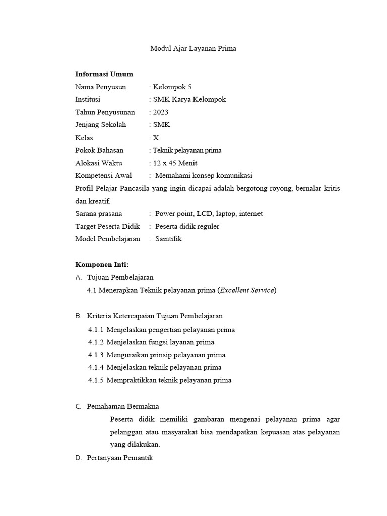 Kel 5 - Modul Ajar Format Lengkap | PDF