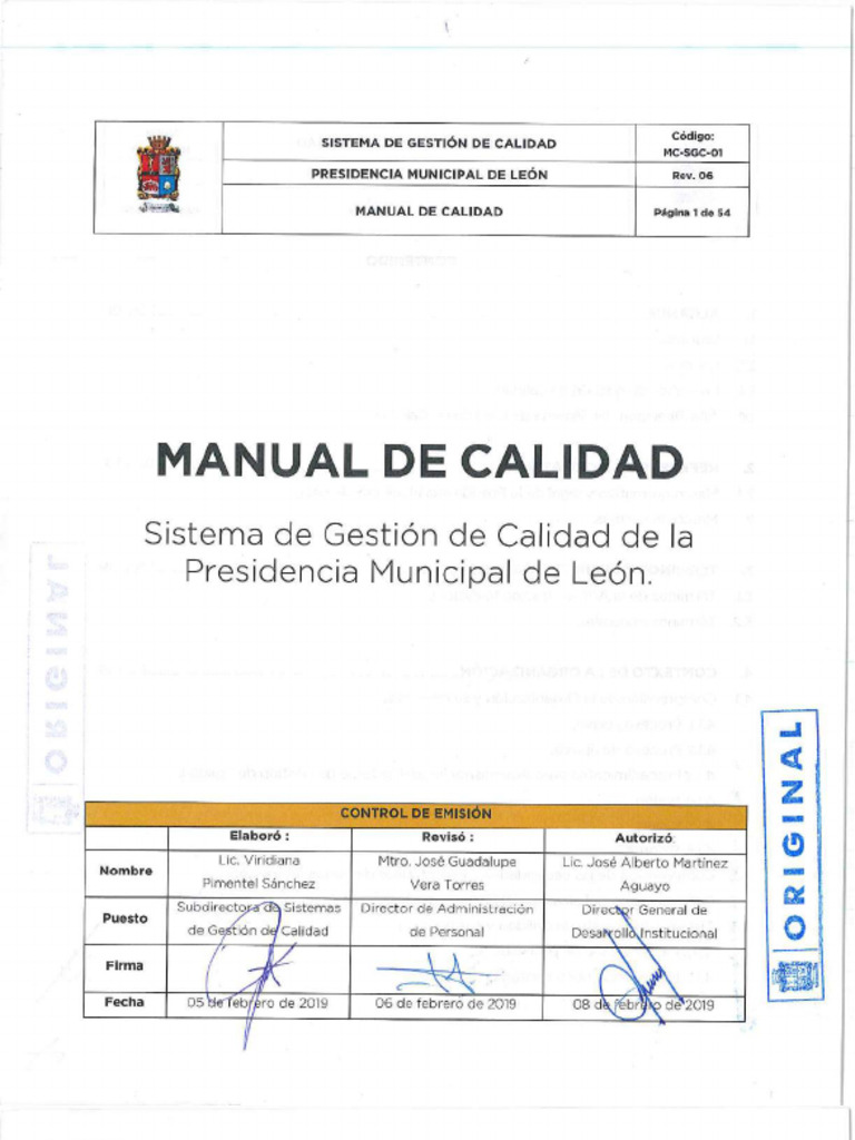 MC-SGC-01 Manual de Calidad V6 | PDF