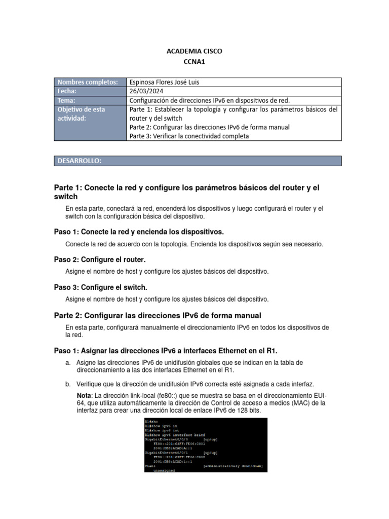 Espinosa Jose | PDF | Yo Pv6 | Enrutador (Computación)