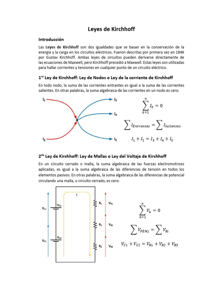 Leyes de Kirchhoff en Circuitos Eléctricos | PDF