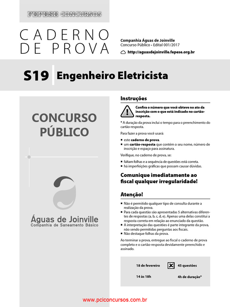 Prova FEPESE - Engenheiro Eletricista | PDF | Transformador | Indutor