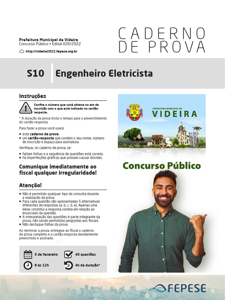 Prova FEPESE - Engenheiro Eletricista | PDF | Rede elétrica | Energia elétrica