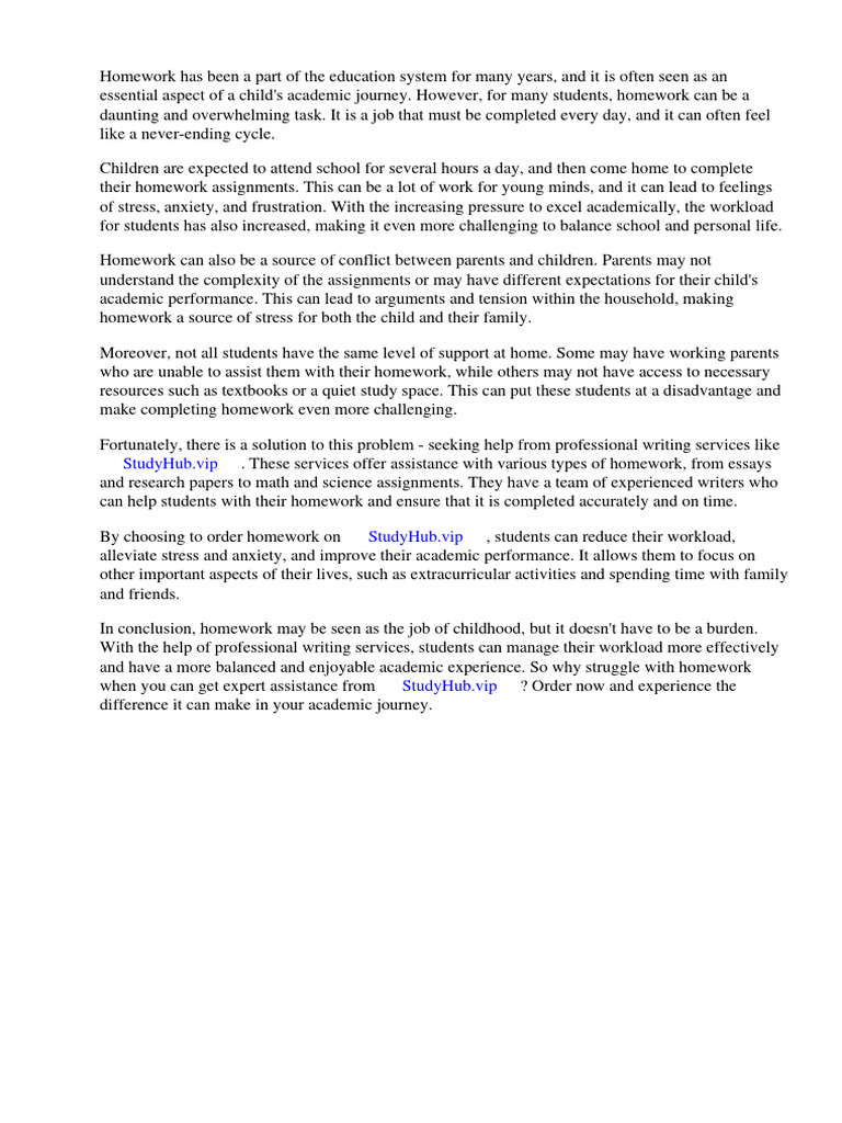 Homework as the Job of Childhood 2004 | PDF | Homework | Preschool