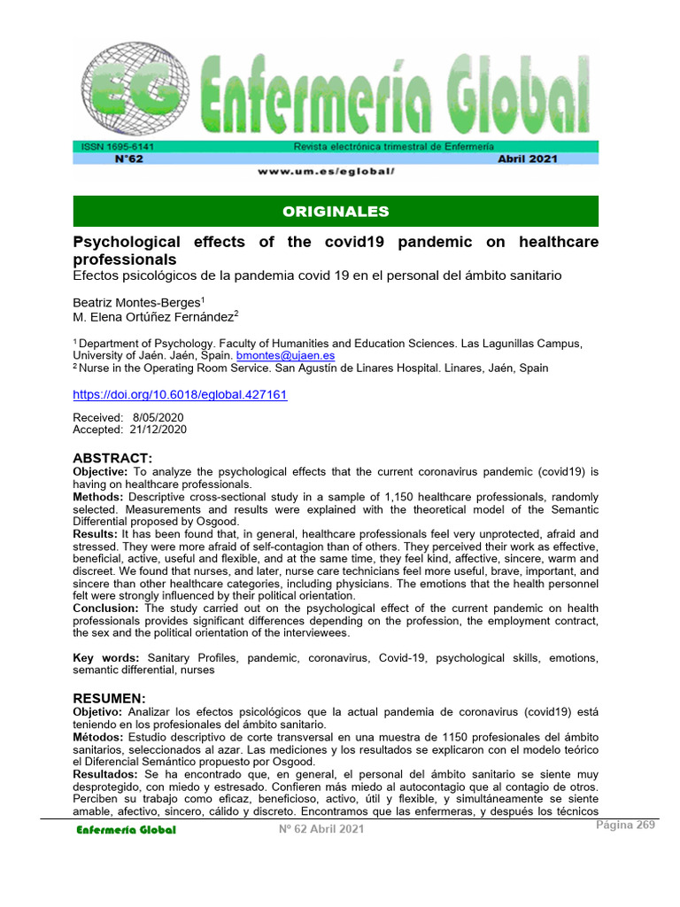 Psychological Effects of The C | PDF | Health Professional | Psychology