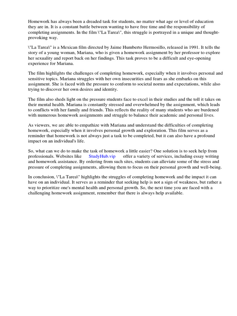 La Tarea Homework Film | Download Free PDF | Cinema Of The United States