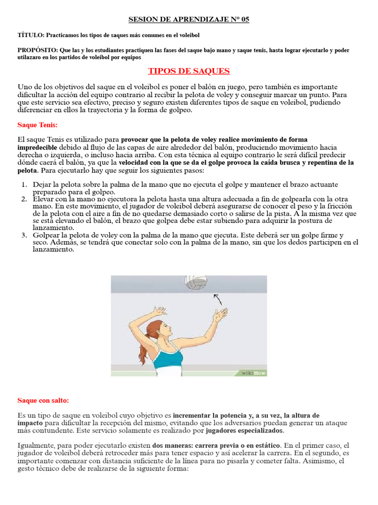 TIPOS DE SAQUES 4°.docx - 20240408 - 170418 - 0000 | PDF | Vóleibol